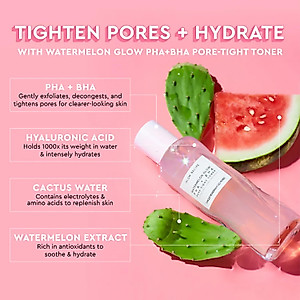 Glow Recipe PHA + BHA Face Toner - Skin Care Toner, Pore Minimizer & Gentle Face Exfoliant - Exfoliating, Soothing, Tightening & Hydrating Toner with Hyaluronic Acid & Watermelon (150ml)