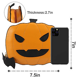 RollingBronze Women Pumpkin Handbag Halloween Candy Bag Little Devil Shoulder Messenger Bag Purse, Brown, 19x18x7cm
