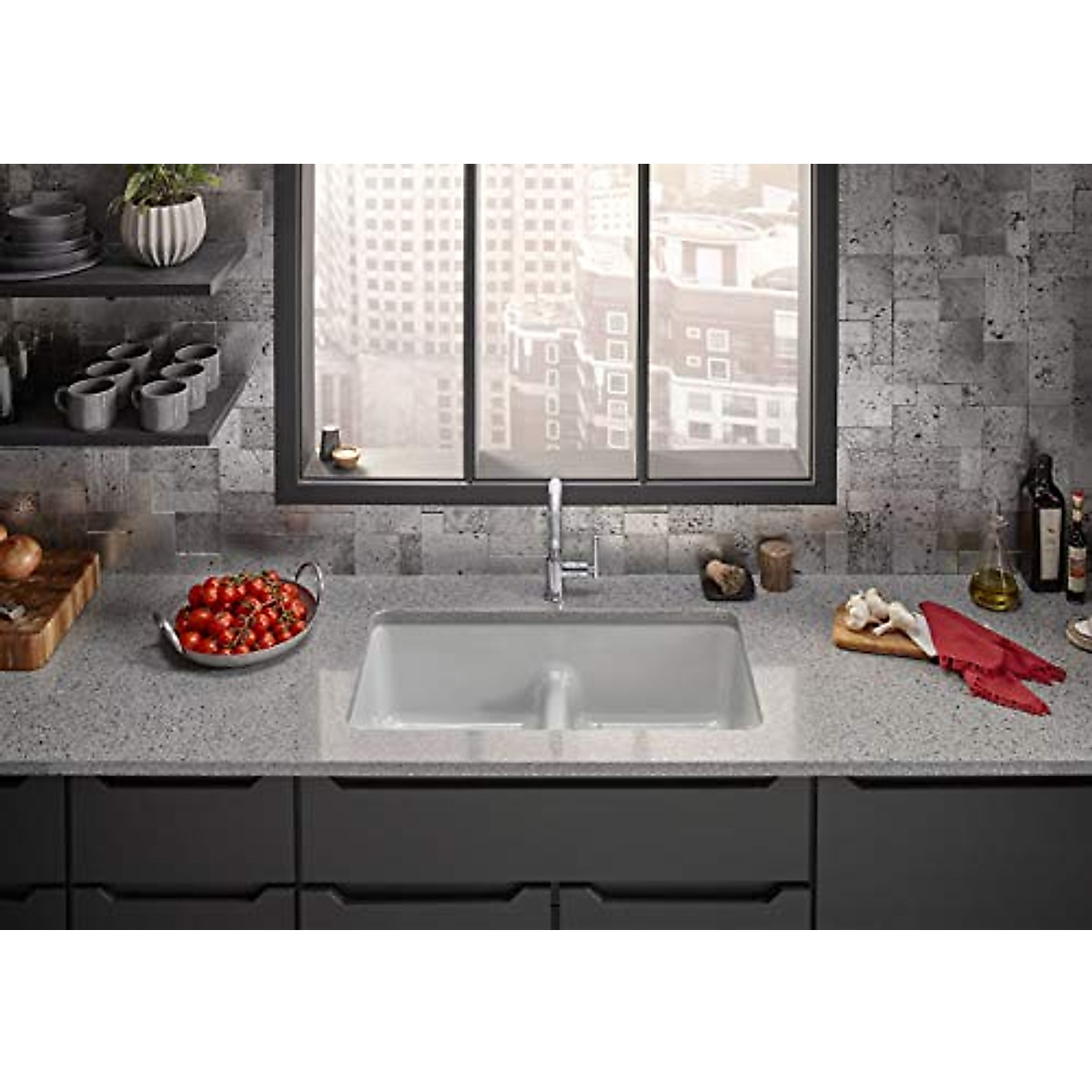 KOHLER 5312-0 Iron/Tones Kitchen Sink, White