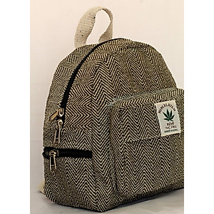 Handmade Hemp Mini Backpack For Women Girls Purse Cute Eco Friendly Light Weight Washable Small Bag for everyday lives (DARKGREEN)
