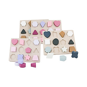 Sunmero Silicone Stacking Toys Silicone Puzzle Board Shape Sorter Sensory Toys for Babies (Rose)