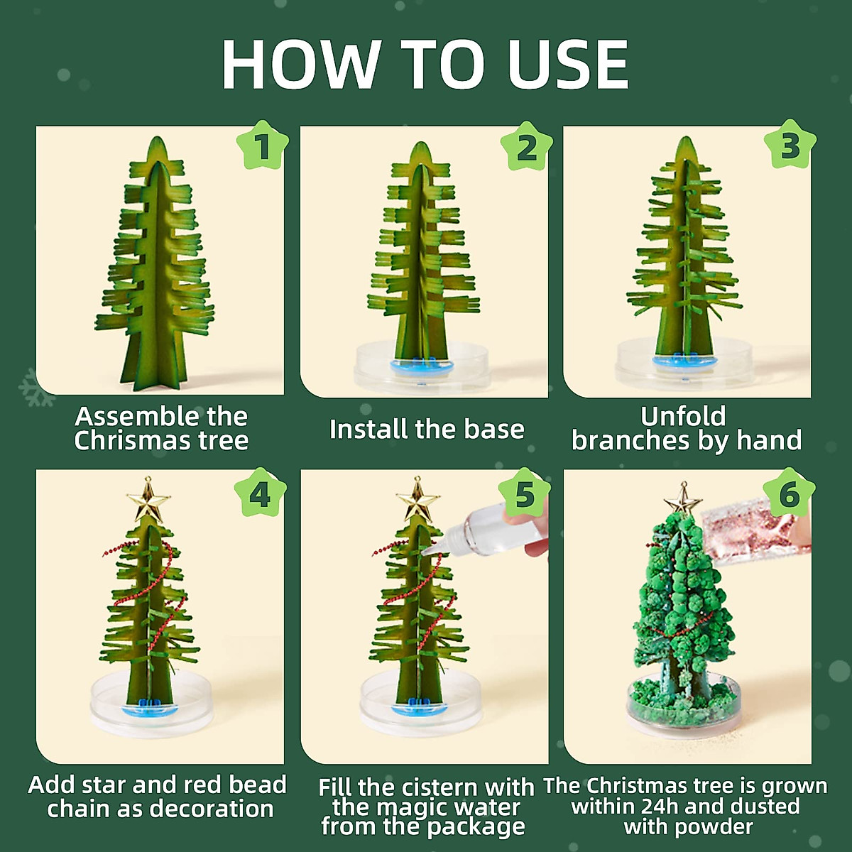 Mideer Magic Growing Crystal Christmas Tree, Presents Novelty Kit for Kids Funny Educational and Party Toys, Kids DIY Arts and Crafts, Science Kits Feel The Magical Growth of Xmas Ornaments