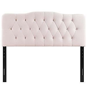 Modway Annabel Diamond Tufted Performance Velvet Full Headboard in Pink