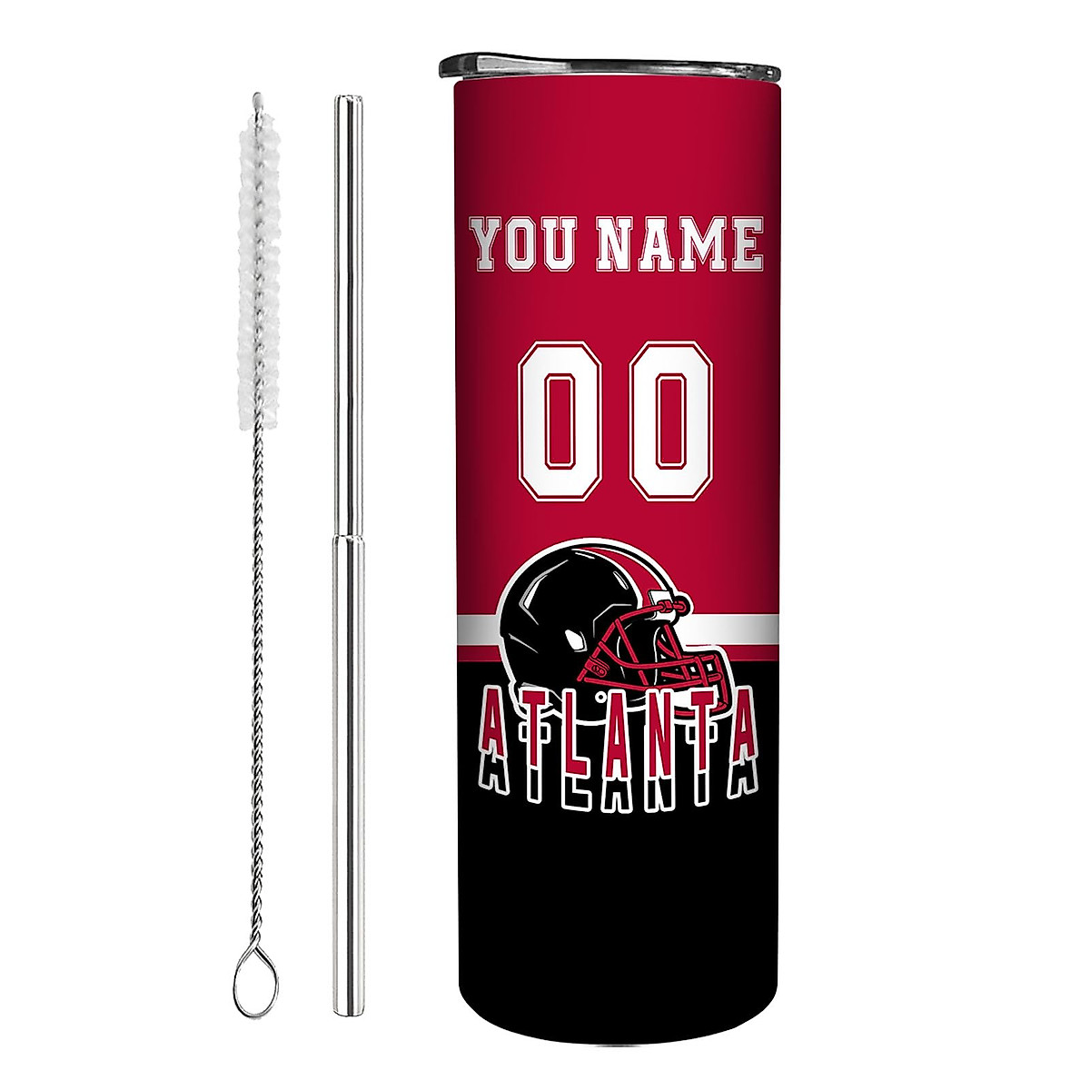 20oz Football City Customs stainless steel Insulated tumbler with Lid and Straws, Personalized football gifts for fans, Travel Cup Adds Your Name and Number