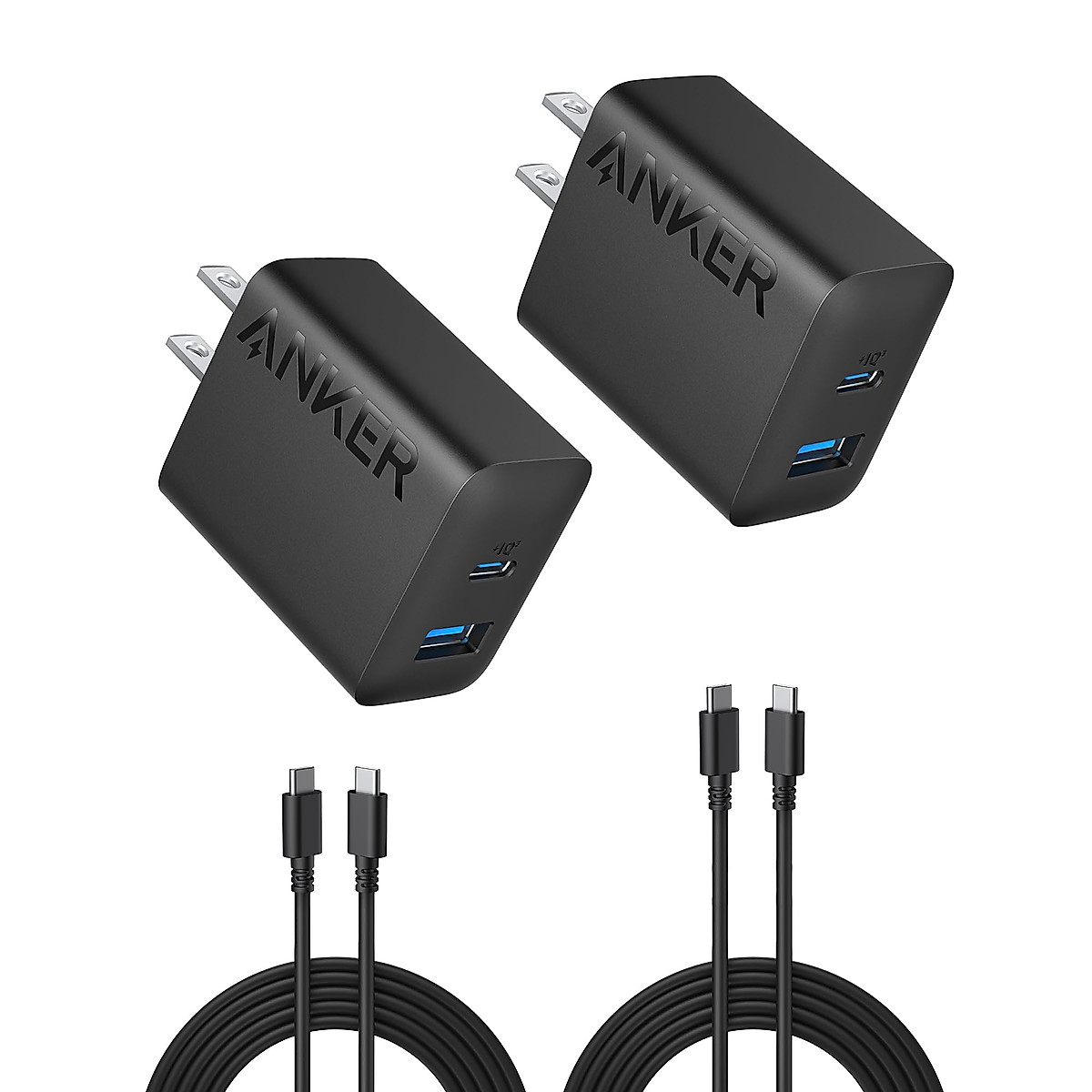 Anker iPhone 16 Charger, USB C Charger, 2-Pack 20W Dual Port USB C Charger Block for iPhone 16 / 15 / 14 and More (2-Pack 5 ft USB C Cable Included)