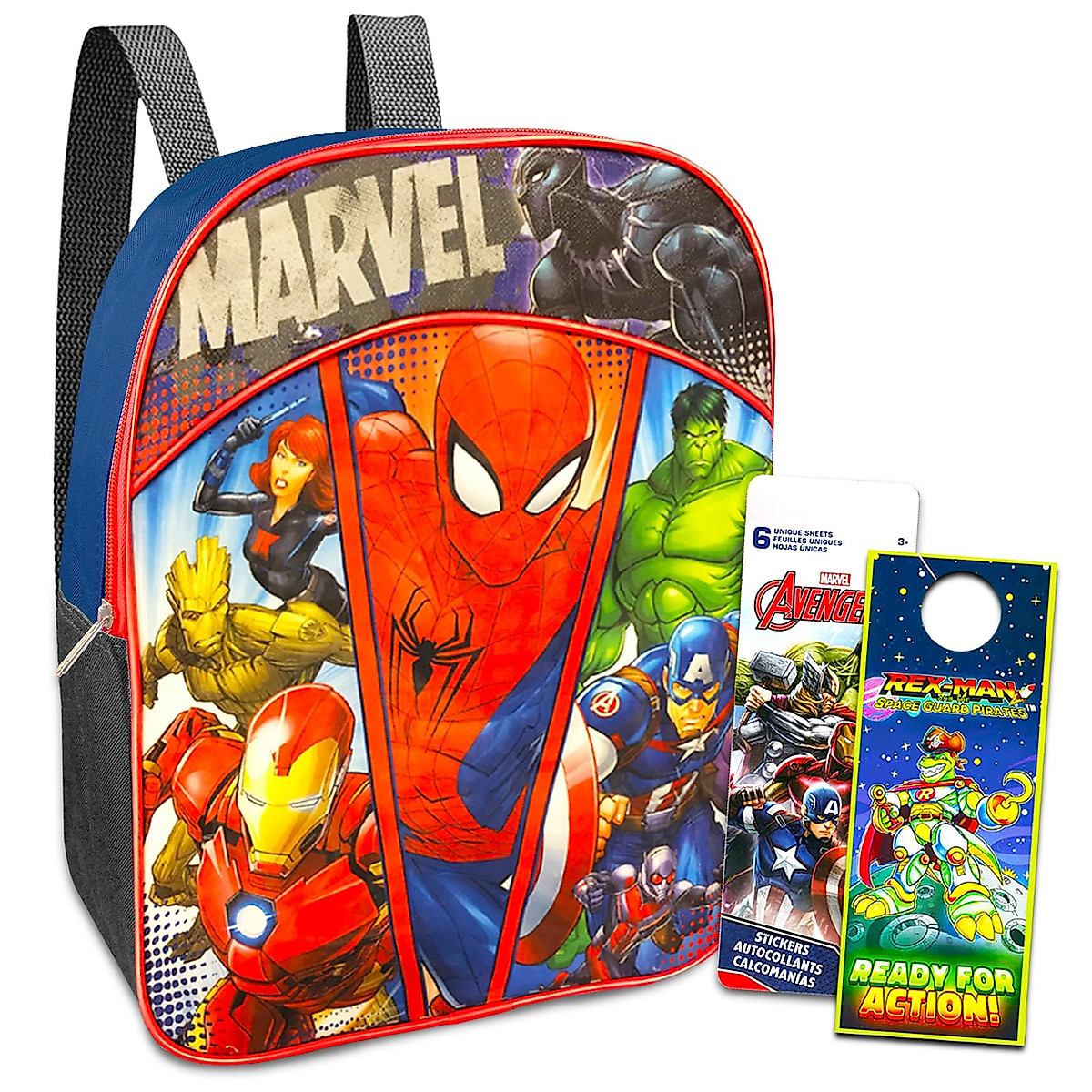 Marvel Shop Super Hero Mini Backpack 3 Pc Bundle With 11 inch Avengers Superhero School Bag For Boys, Toddlers, Kids, Avengers Stickers And More | Marvel School Supplies