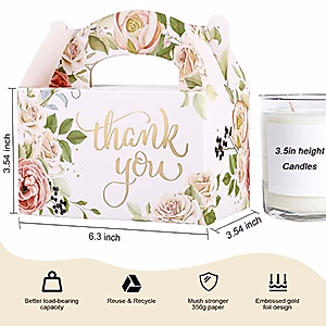 SOSFKIM Gable Treat Boxes Large 24 Pack - Floral Party Favor Boxes Bulk Embossed Foil 6.3x 3.5x 3.5in - Goodie Gable Boxes for Baby Shower, Wedding, Birthday