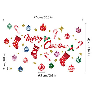 Wallflexi Christmas Decorations Wall Stickers " Merry Christmas Decoration Set" Wall Murals Decals Living Room Children Nursery School Restaurant Cafe Hotel Home Office Décor, Multicolour