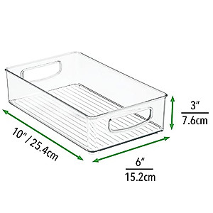 mDesign Small Plastic Office Storage Container Bins w/Handles for Organization in Filing Cabinet, Closet Shelf, Desk Drawers, Organizer for Notes, Pens, Pencils - Ligne Collection, 2 Pack - Clear