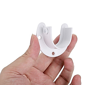OwnMy 6 Packs Closet Rod End Supports Curtain Flange Rod Holder 1-1/4" Diameter, U Shaped Stainless Steel Closet Pole Sockets Opening Flange Rod Bracket for Closet Shelf Wardrobe Shower Curtain, White