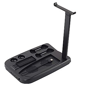 PS5 controller charger，Multifunctional PS5 cooling base,Cooler Fan for PS5 console, Improve the operational life span， Dual handles can be charged at the same time