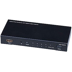 Monoprice Blackbird 4x1 HDMI 1.4 Switch - HDCP 1.4, with Toslink, Digital Coax and Analog Audio Extractor, 1080p 60Hz, DAC (Compatible with PS4/5 Xbox Apple TV Fire Stick Roku Blu-Ray Player)