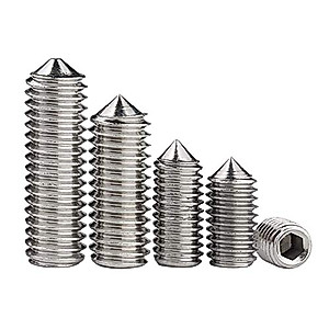 L-A 0.8mm Pitch M5x12mm 304 Stainless Steel Cone Point Hexagon Socket Grub Screws （100Pcs)