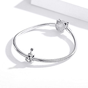 Guitar Charm 925 Sterling Silver Note Charm Music Charm Rainbow Charm Puzzle Charm Love Charm for Pandora Charm Bracelet (Guitar A)