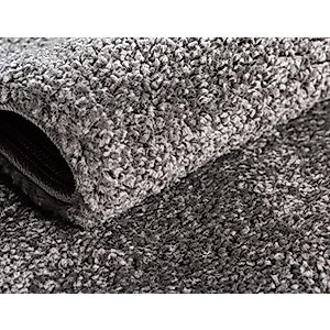 Unique Loom Solo Collection Solid, Plush, Kids, Modern Area Rug, 8 ft x 10 ft, Grey