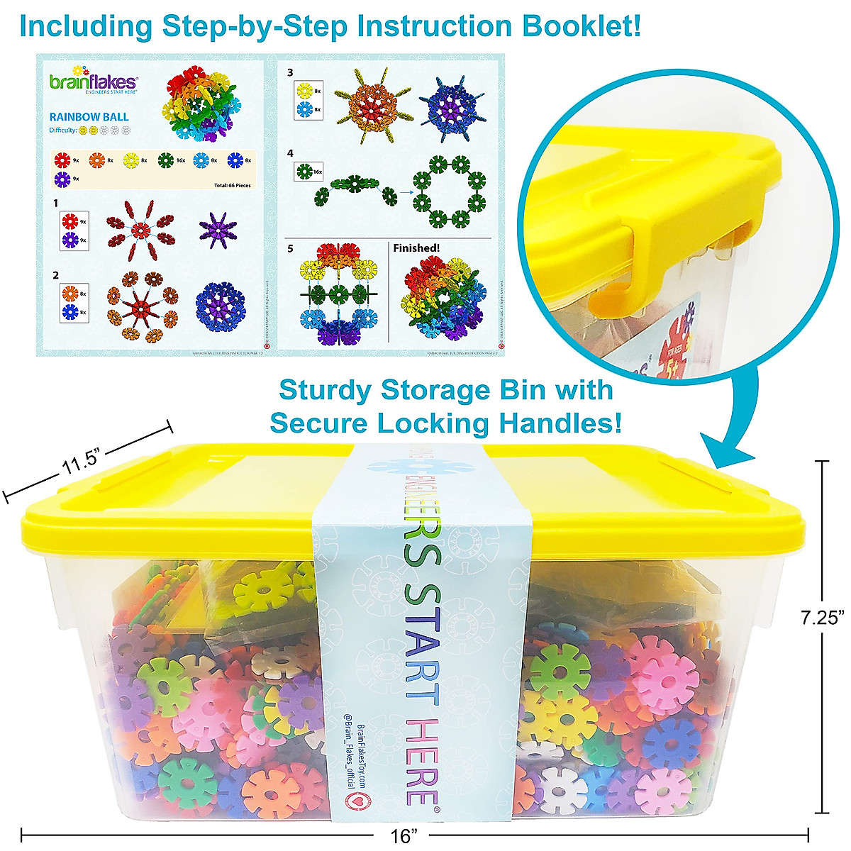 Brain Flakes 2500 Piece Build 'n' Build Kit - A Creative and Educational Alternative to Building Blocks - Wheel Pieces and Special Parts Included - A Great Stem Toy for Both Boys and Girls