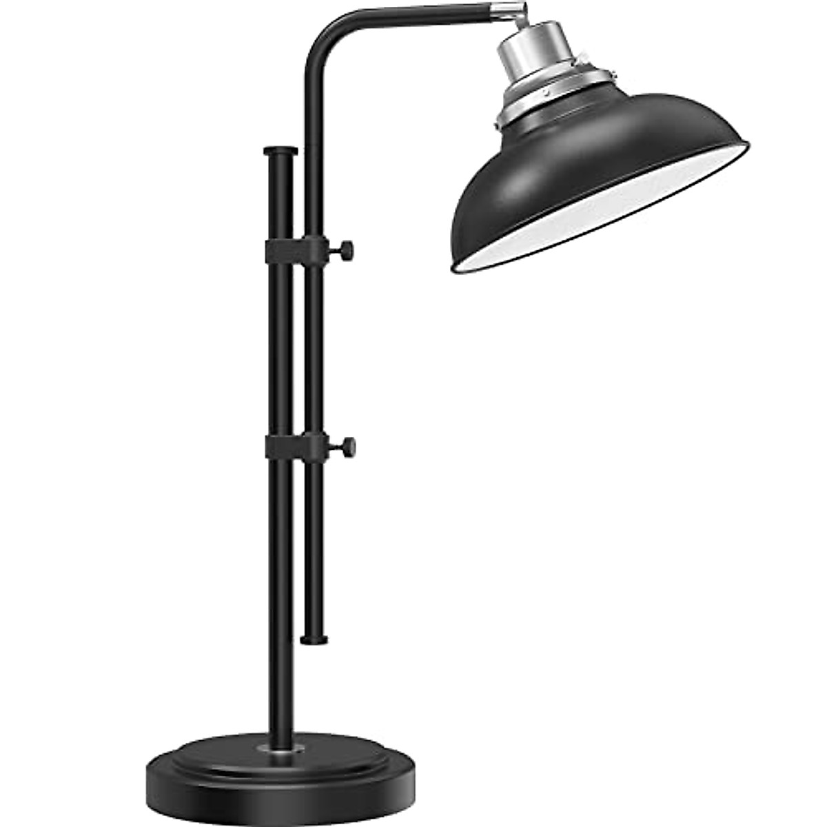 LEPOWER Industrial Desk Lamp, Black Farmhouse Task Lamps with Adjustable Height & Lamp Head, Rustic Modern Desk Lamp, 6W E26 Vintage Edison Bulb Included, Metal Table Lamp for Office Living Room Dorm