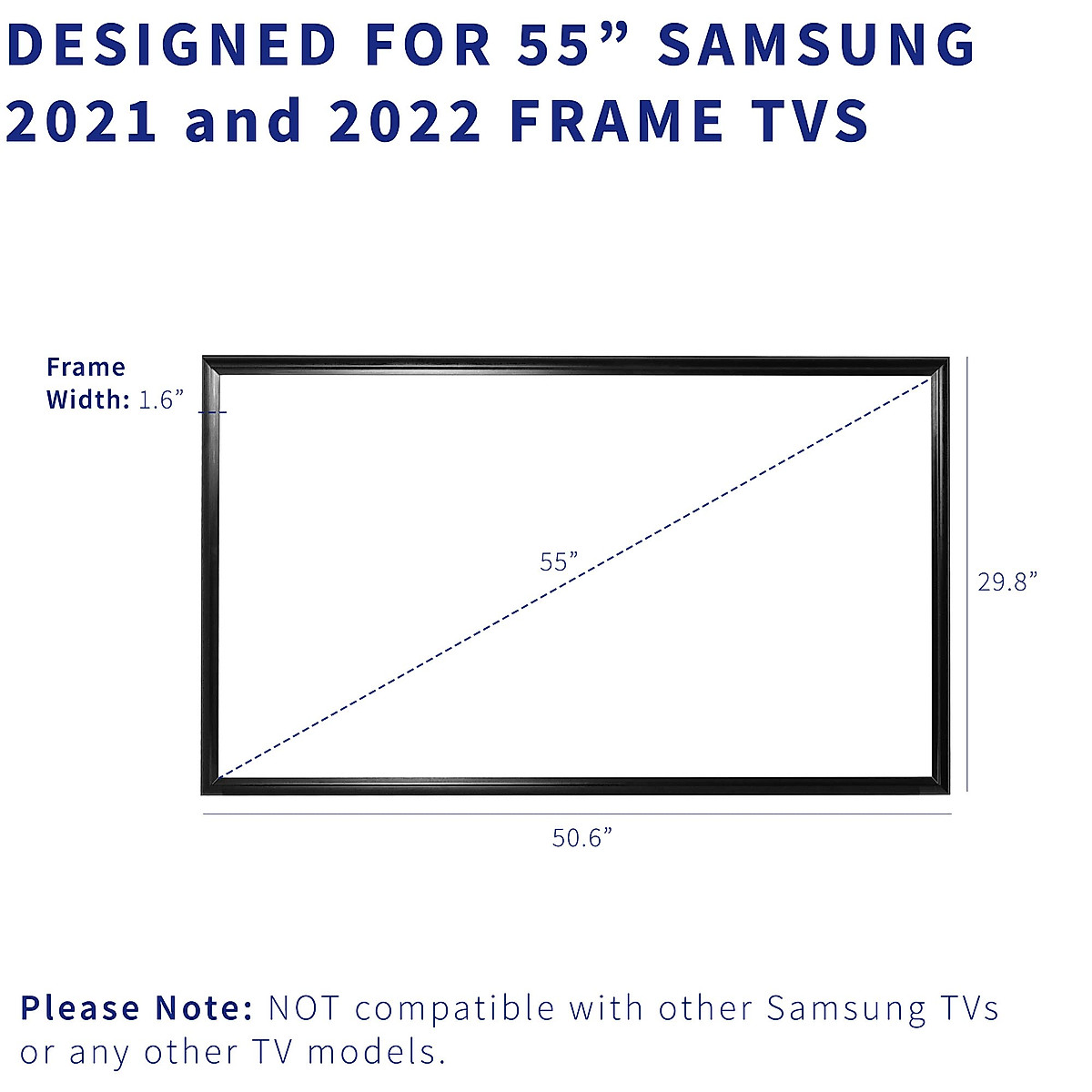 VIVO Aluminum 55 inch Decorative Modern Beveled Frame Designed for 2021-2022 Samsung The Frame TV, Picture Hanging Style, Quick Install, Black, COVER-SG55F