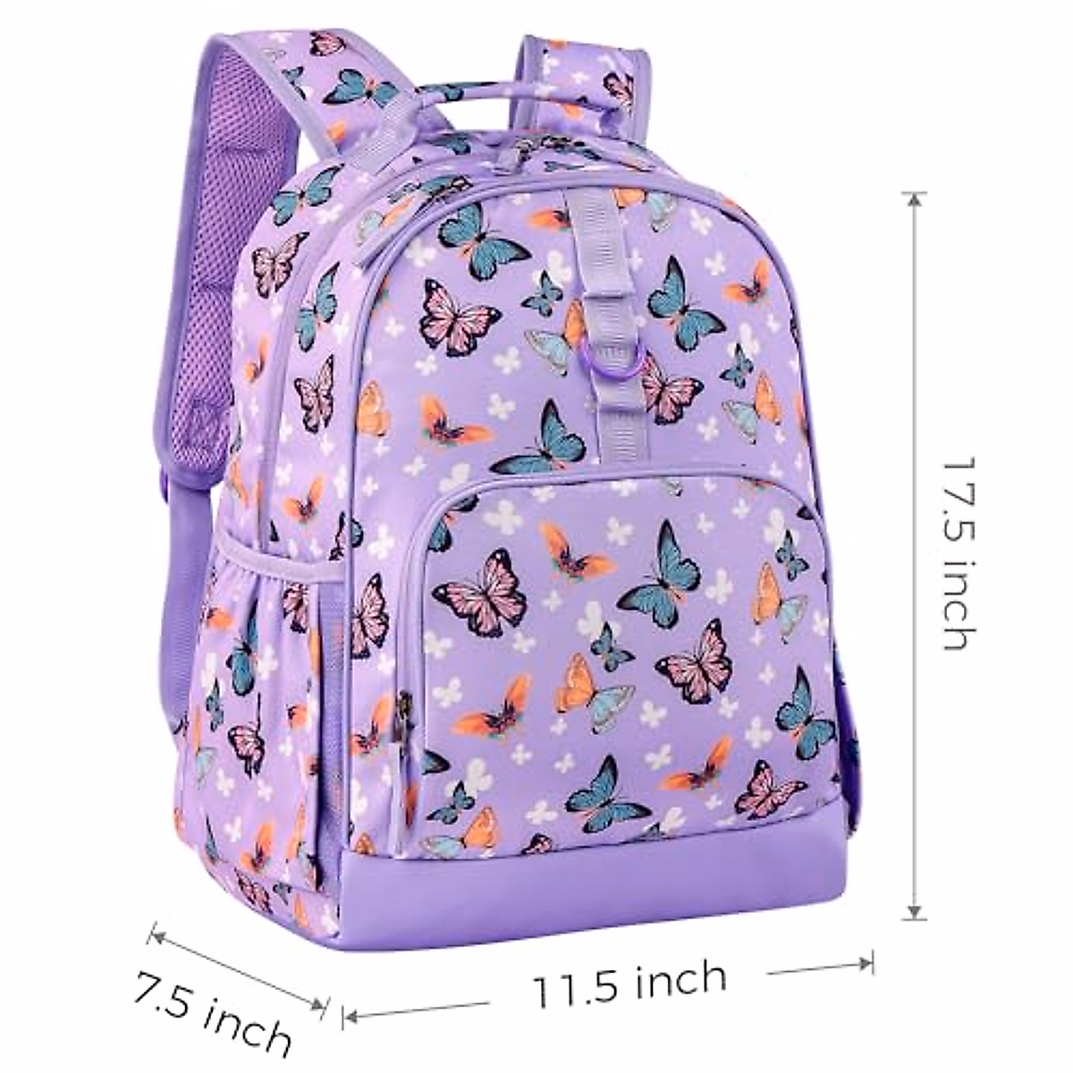 Choco Mocha Butterfly Backpack for Girls, Kids School Backpacks Girls Backpacks Ages 6-8, Kindergarten Bookbag Girl Elementary School Bag 17 Inch, Purple