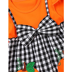 RCPATERN Toddler Halloween Outfit Ruffle Shirt Pumpkin Dress Halloween Infant Girl Clothes for 12M-5Y Orange