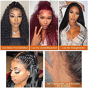PRIMELACE Kinky Curly Lace Front Wig 20 inch Kinky Curly Wig, HD Transparent 180% Density 13x4 Lace Front Wigs Human Hair Pre Plucked Kinkycurly Afro Wig