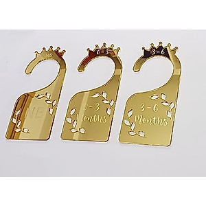 Baby Closet Dividers,Set of 7 Acrylic Mirror Baby Clothes Organizers for Wardrobe Closet Home Nursery from Newborn to 24 Months (Gold Mirror, Model 1)