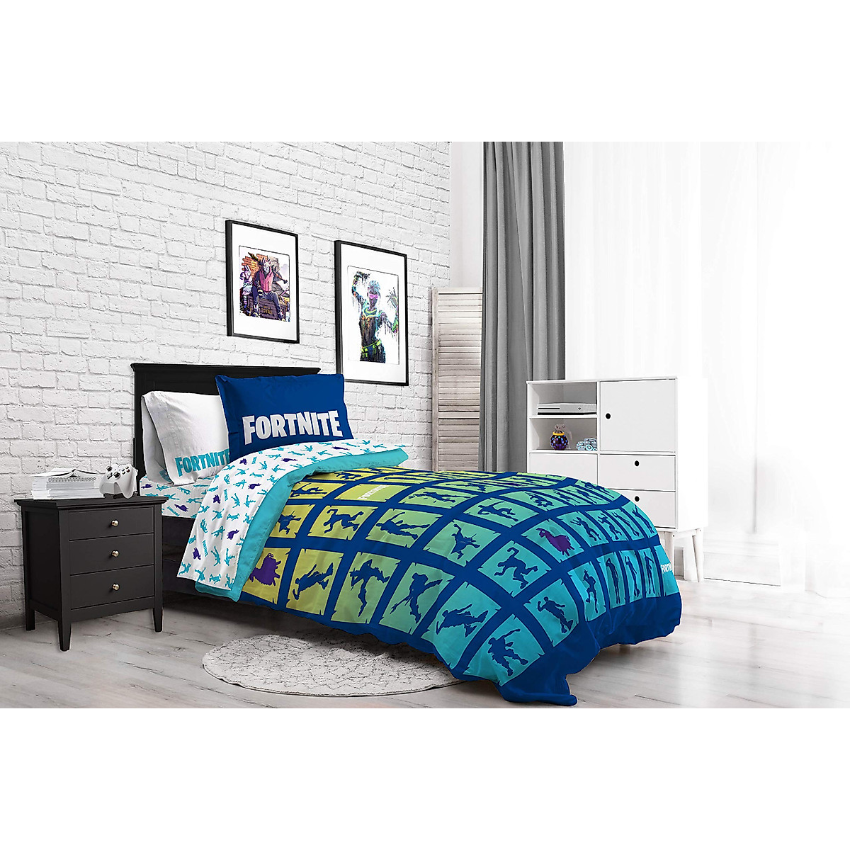 Jay Franco Fortnite Boogie Bomb 11-Piece Full Bedding Bundle- Includes Bed Set, Sheet Set