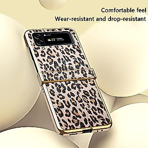 phone case Compatible with Samsung Galaxy Z Flip 3 5G Leopard Case,Slim Leopard Print Tiger Luxury Pattern Design,Electroplated Bezel+Hard PC Bumper Cool Protective Case Compatible with Women Men phon