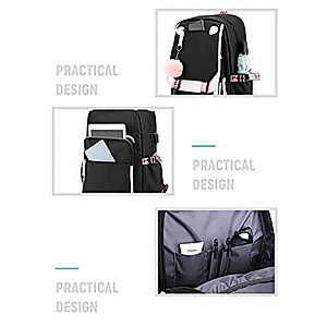 AMZTAN Travel Laptop Backpack for Students with USB Charging Port Oxford Handle Shoulder Tote Bag Laptop Schoolbag (Black)