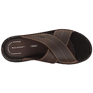 Rockport Men's Darwyn Xband Slide Sandal, Brown II Leather, 14 W US