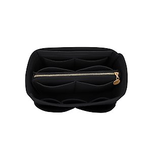 LEXSION Felt Purse Bag Organizer Insert with zipper Bag Tote Shaper Fit Speedy Neverful PM MM 8021 Black M
