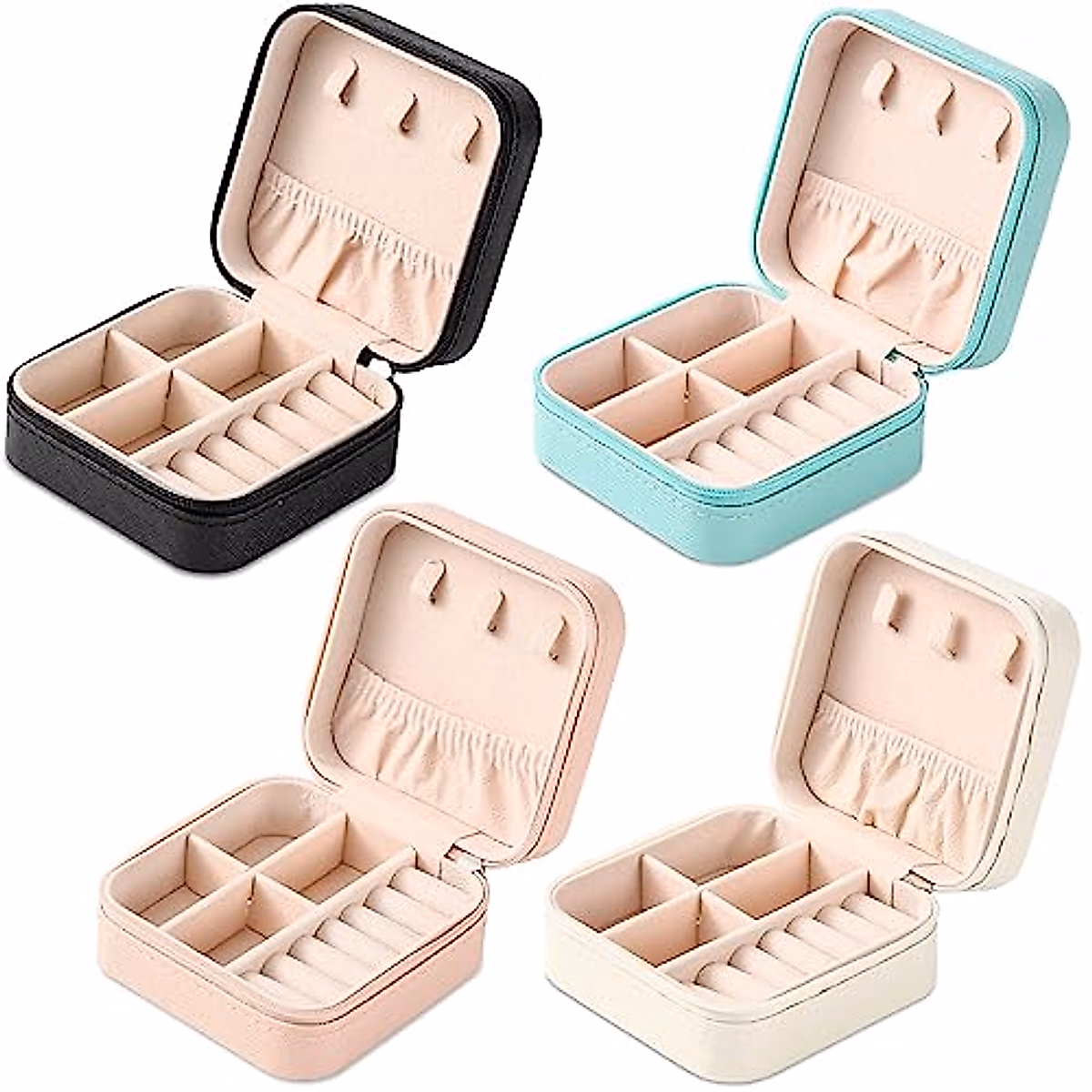 Portable Travel Mini Jewelry Box Leather Jewellery Ring Organizer Case Storage Gift Box Girls Women (4 color).