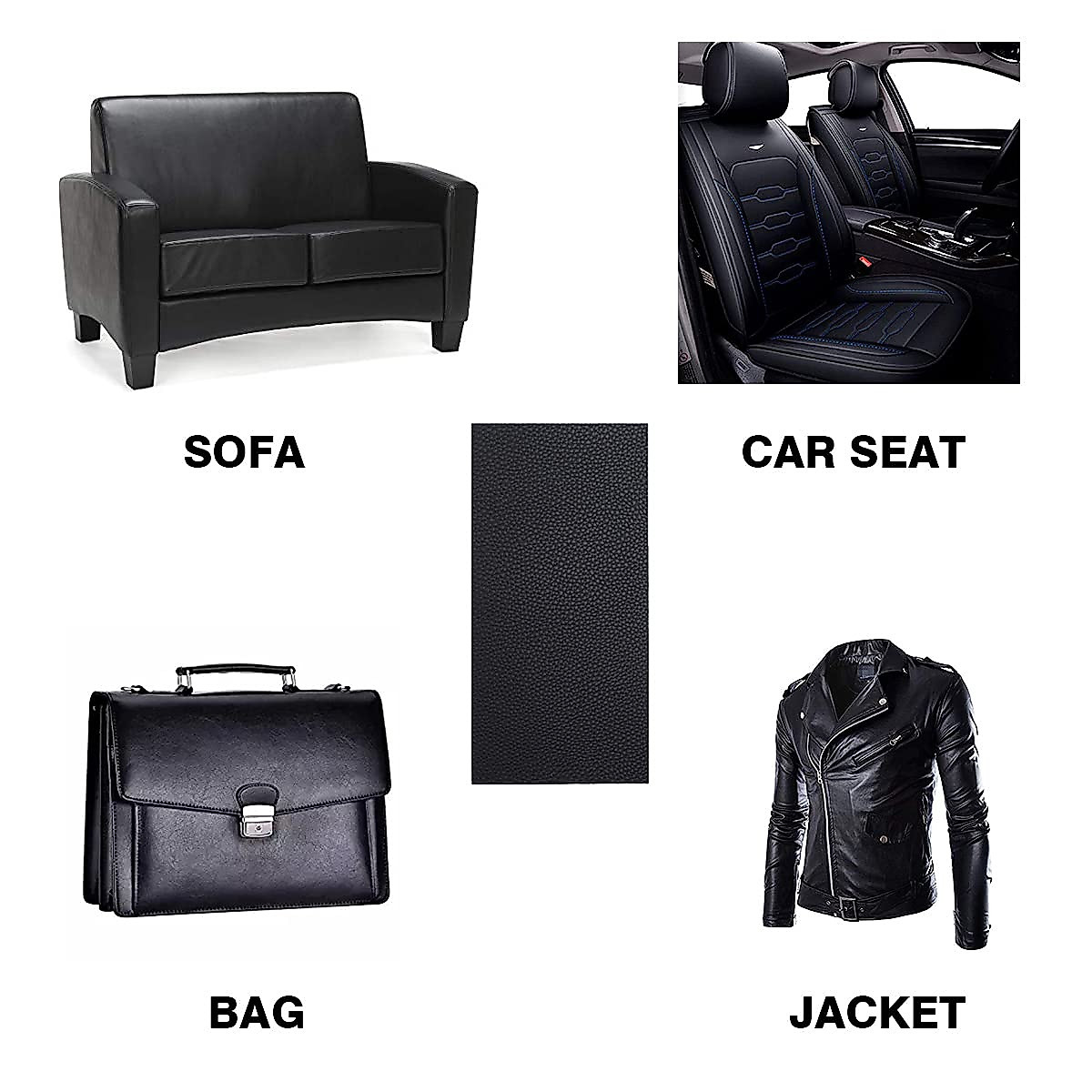 Vowcarol Leather Repair Kits for Couches and Cars, Leather Repair Patches Super-Thin Vinyl Repair kit 2 PCS Black