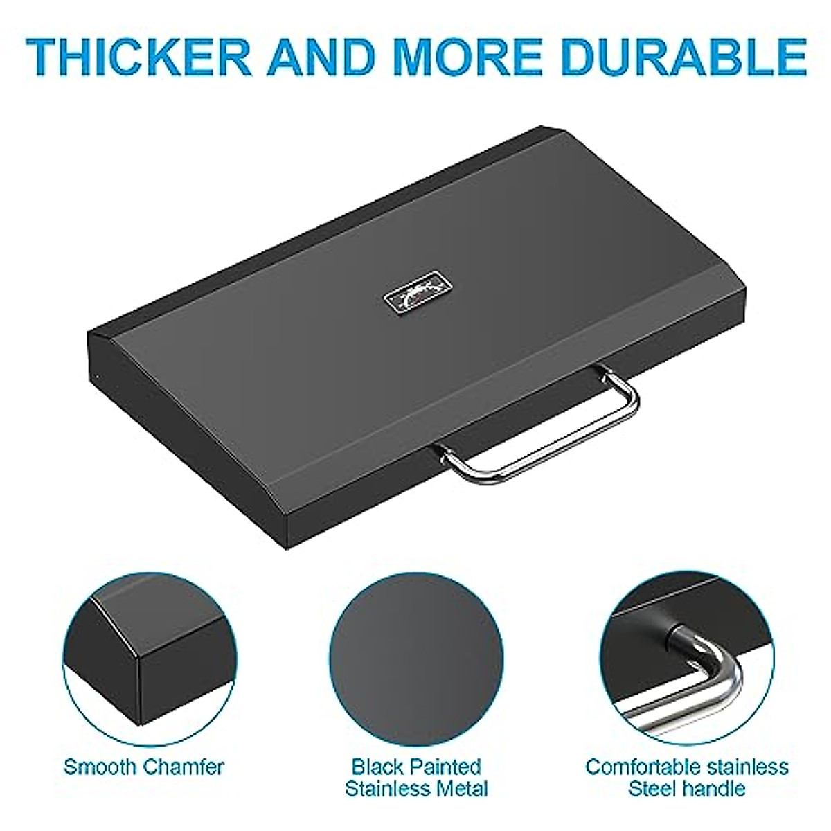 SafBbcue 28 Inch Griddle Hinged Lid for 28" Blackstone Top Griddle Accessories Griddle Hard Cover Hood with Thermometer Fits Blackstone 1517 1803 1839 1853 Grill