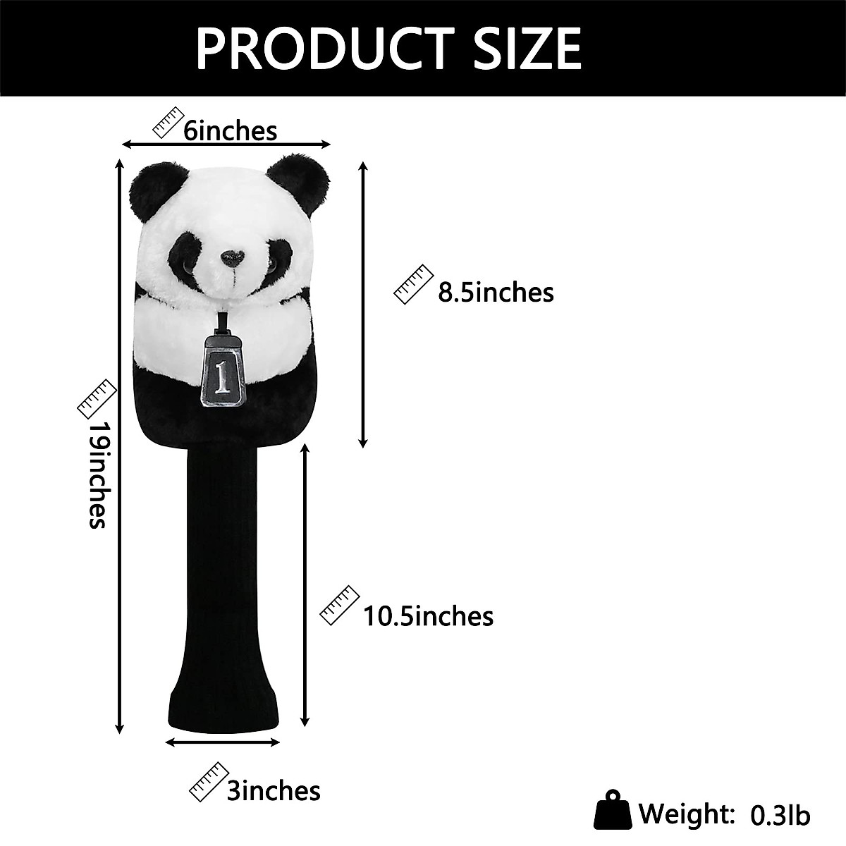LeFeng Animal Golf Headcovers, Funny Golf Head Covers Collection for Driver and Fairway Wood, Cute and Soft Golf Club Protector(Panda Driver)