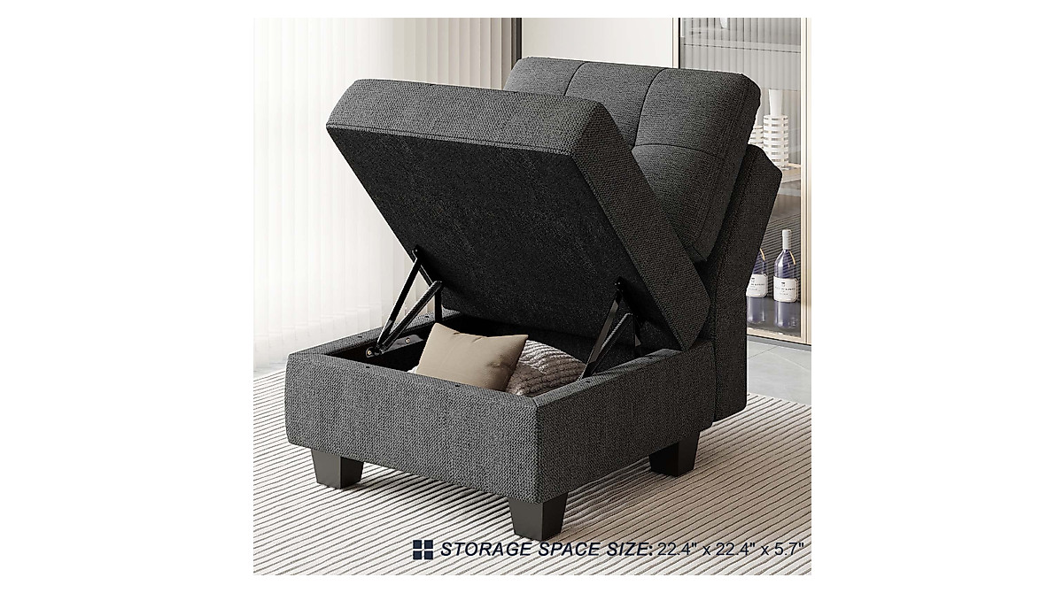 Belffin Middle Module Seat for Modular Sofa with Storage | Modern Grey ...