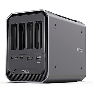 SanDisk Professional - PRO-Dock 4; 4-Bay Reader Docking Station - (1x) USB-C (USB 3.2 Gen 1) Port - SDPD14F-0000-NBAAD, Gray
