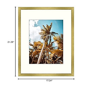Frametory, 16x20 Picture Frame with Mat for 11x14 Picture- - High Definition Glass Wide Molding - Preinstalled Wall Mounting Hardware (Gold, 1 Pack)