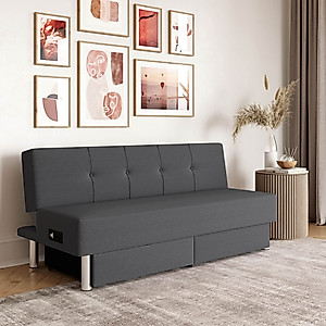 Serta Walton Convertible Sofa Sleeper Microfiber, Charcoal