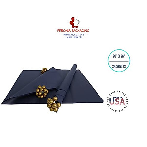 Navy Blue Tissue Paper Squares, Bulk 24 Sheets, Premium Gift Wrap and Art Supplies for Birthdays, Holidays, or Presents by Feronia packaging, Large 20 Inch x 26 Inch