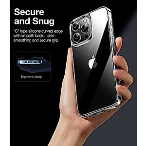 TORRAS Military Diamond Clear iPhone 13 Pro Max Case, [10FT Military Grade Drop Tested] Shockproof Protective Anti-Scratch Hard Back Non-Slip Silicone Bumper Slim Phone Cases iPhone 13 Pro Max, Clear