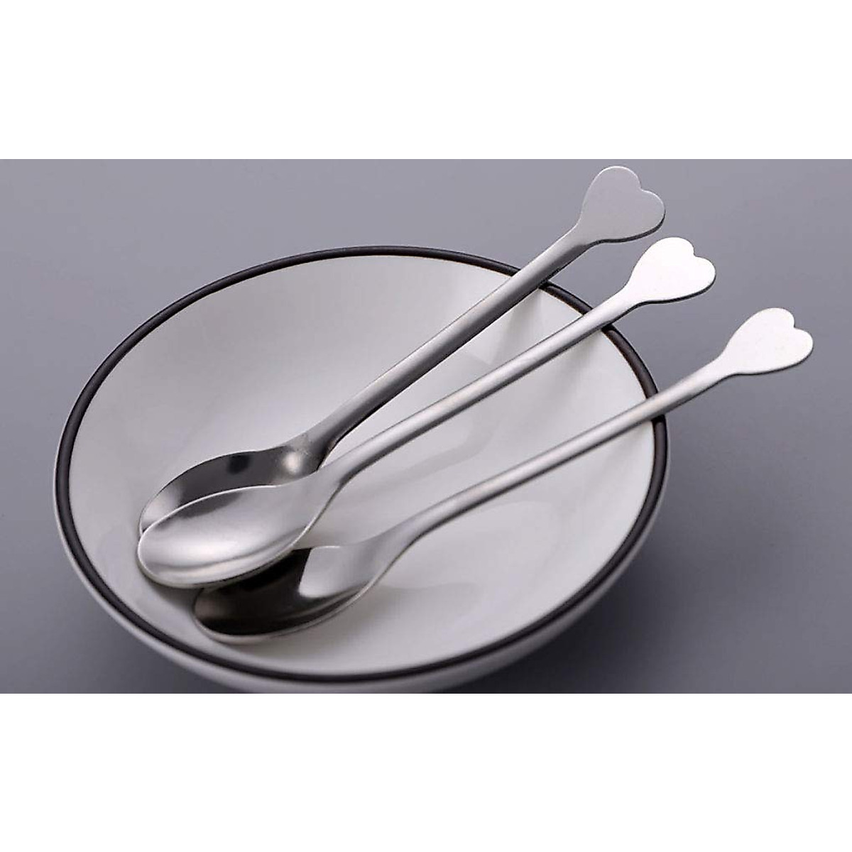 Goeielewe Mini Dessert Spoons Set of 10, Stainless Steel Demitasse Spoons Mini Espresso Coffee Spoons, Small Spoons for Dessert, Tea, Appetizer - Heart-shaped Handle, 4.5-Inch