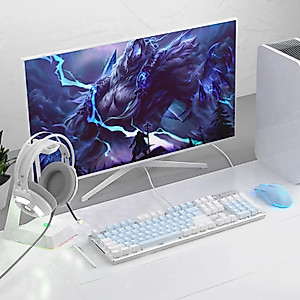 AK35i Mechanical Gaming Keyboard, 104 Keys and 6 Media Keys Anti-Ghosting, 2 Colors PBT Keycap, Elegant White Backlight, Aluminum Panel (Brown Switch/White Backlight, White&Blue)