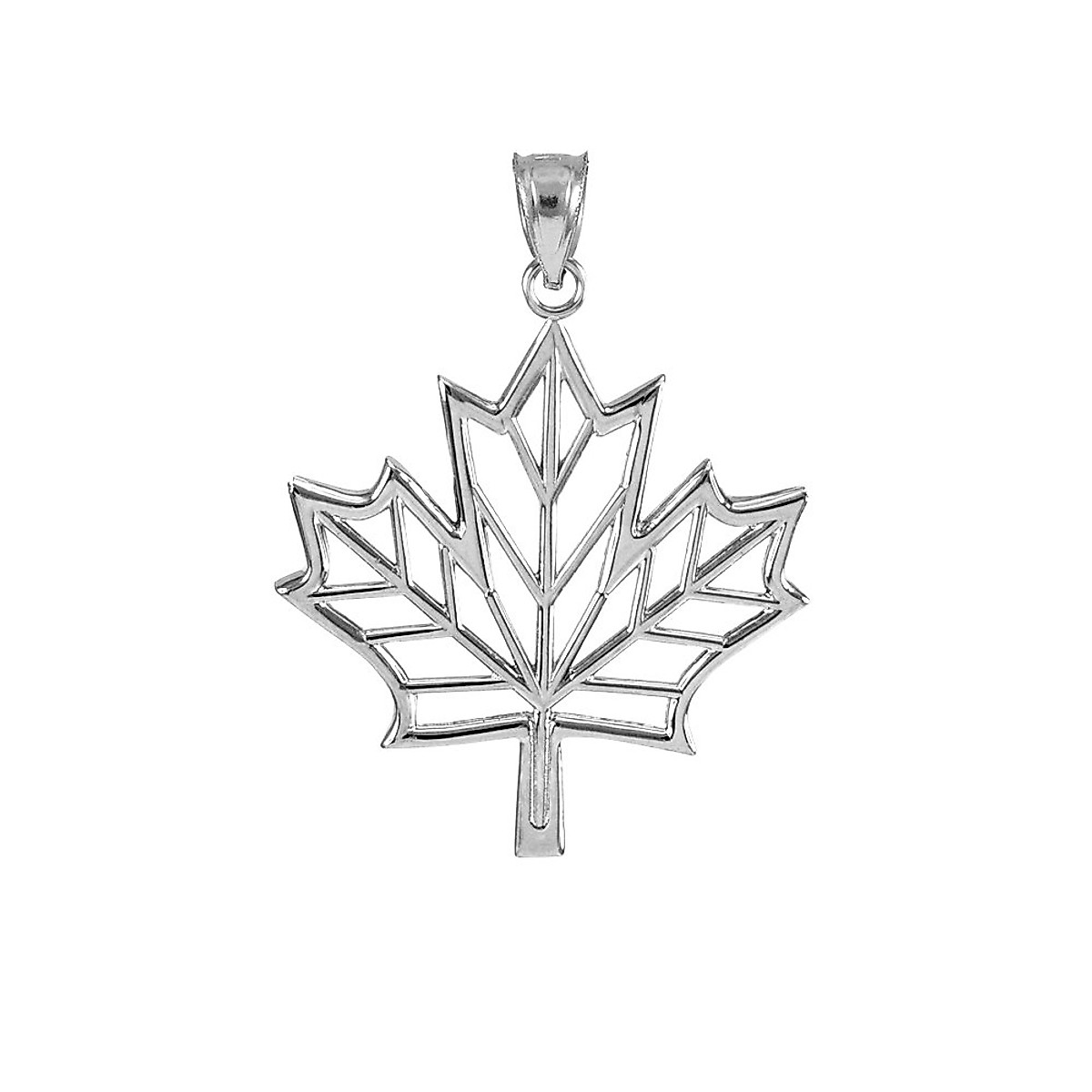 Polished 925 Sterling Silver Maple Leaf Open Design Pendant