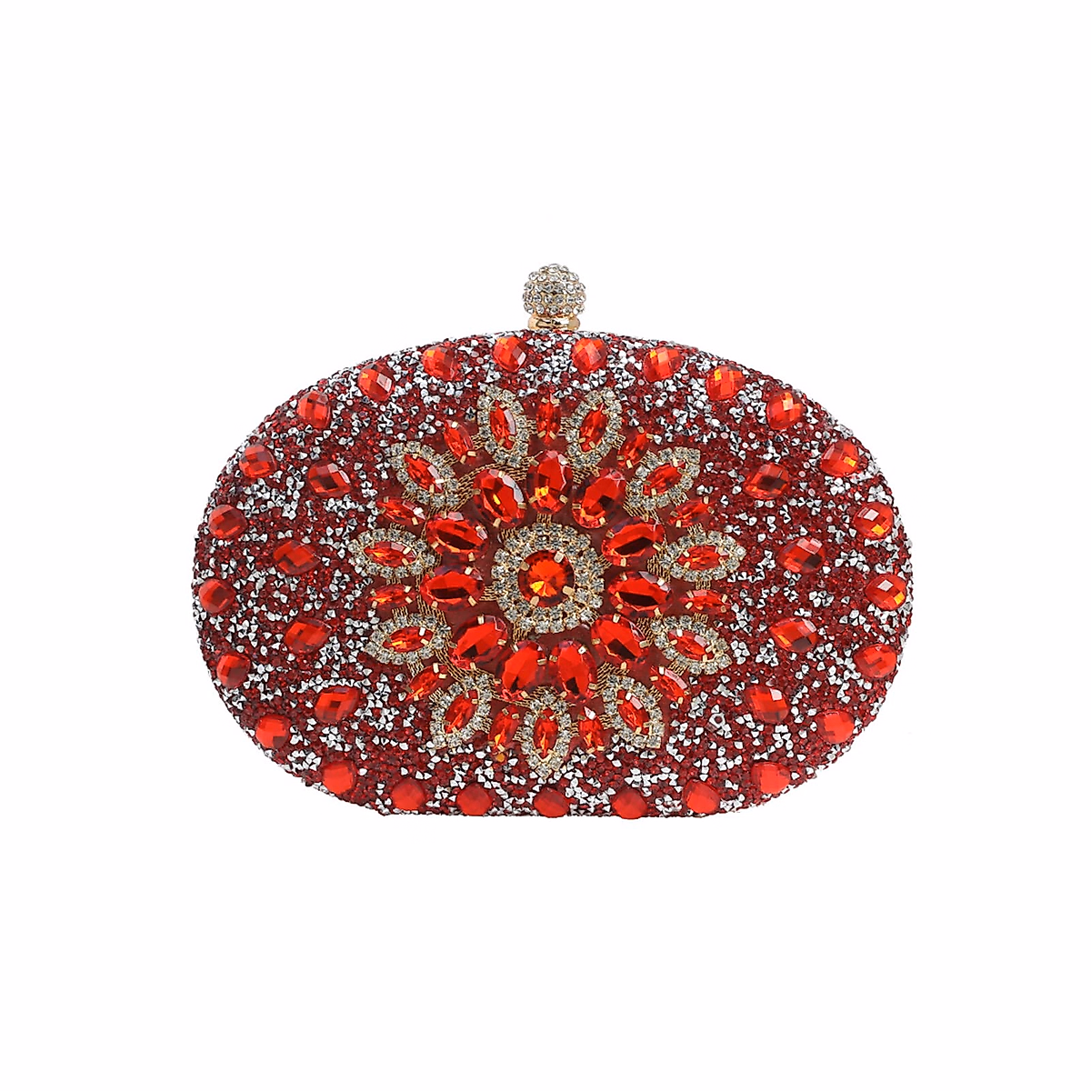 CORIOS Women Evening Bag Rhinestone Clutch Purse Sparkly Sequin Handbag Bridal Wedding Purse Crystal Clutch Bag Glitter Shoulder Bag Crossbody Bag for Wedding Banquet Cocktail Prom Party Red