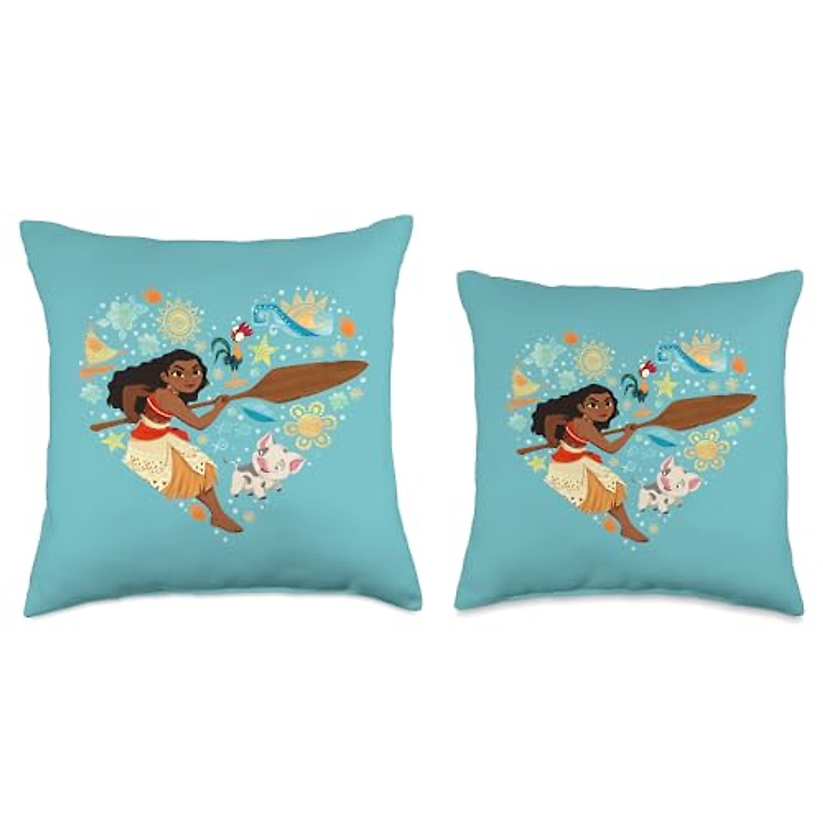Disney Princess Moana Hei Hei Pua Collage Heart Throw Pillow