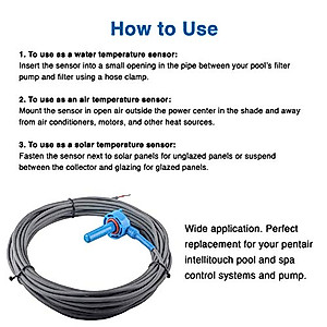 AR-PRO 520272 Air/Water/Solar Temperature Sensor with 20-Feet Cable Replacement Pool/Spa - 2 Pack