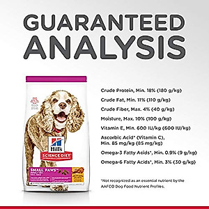 Hill's Science Diet Dry Food, Adult 11+ for Senior Dogs, Small Paws, Chicken Meal, Barley & Brown Rice Recipe, 15.5 lb Bag