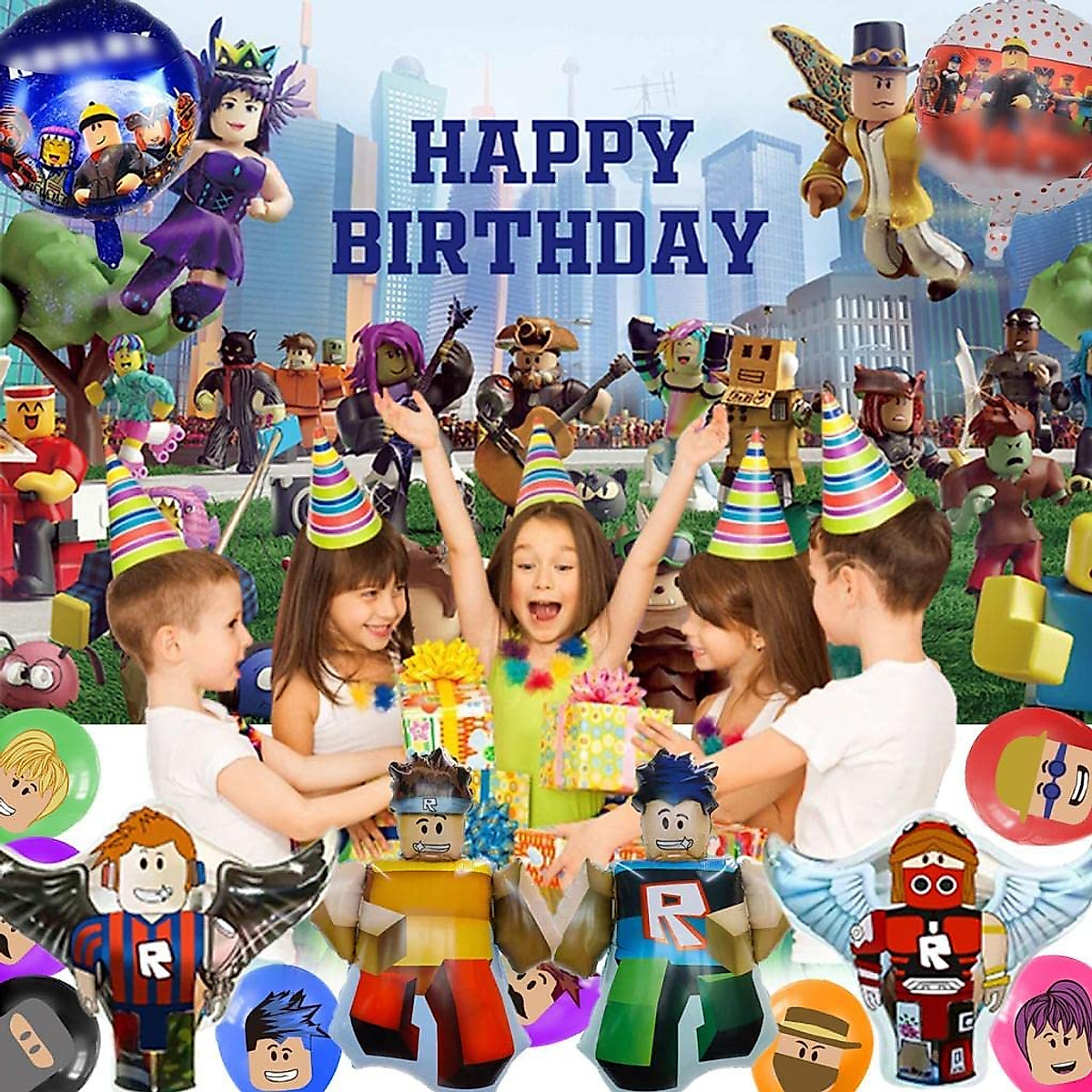 Robot Birthday Party Supplies,Robot Birthday Decorations including Backdrop Decorations, Foil Balloon, Latex Balloon,Party Favors for Kids Game Lovers