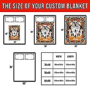 Toyshea Native American Blanket Western Wolf Indian Fleece Or Sherpa Throws Small Large Size Tribal Pattern Blankets Throw Personalized Gifts for Men Women Bedding Couch Outdoor Home Decor